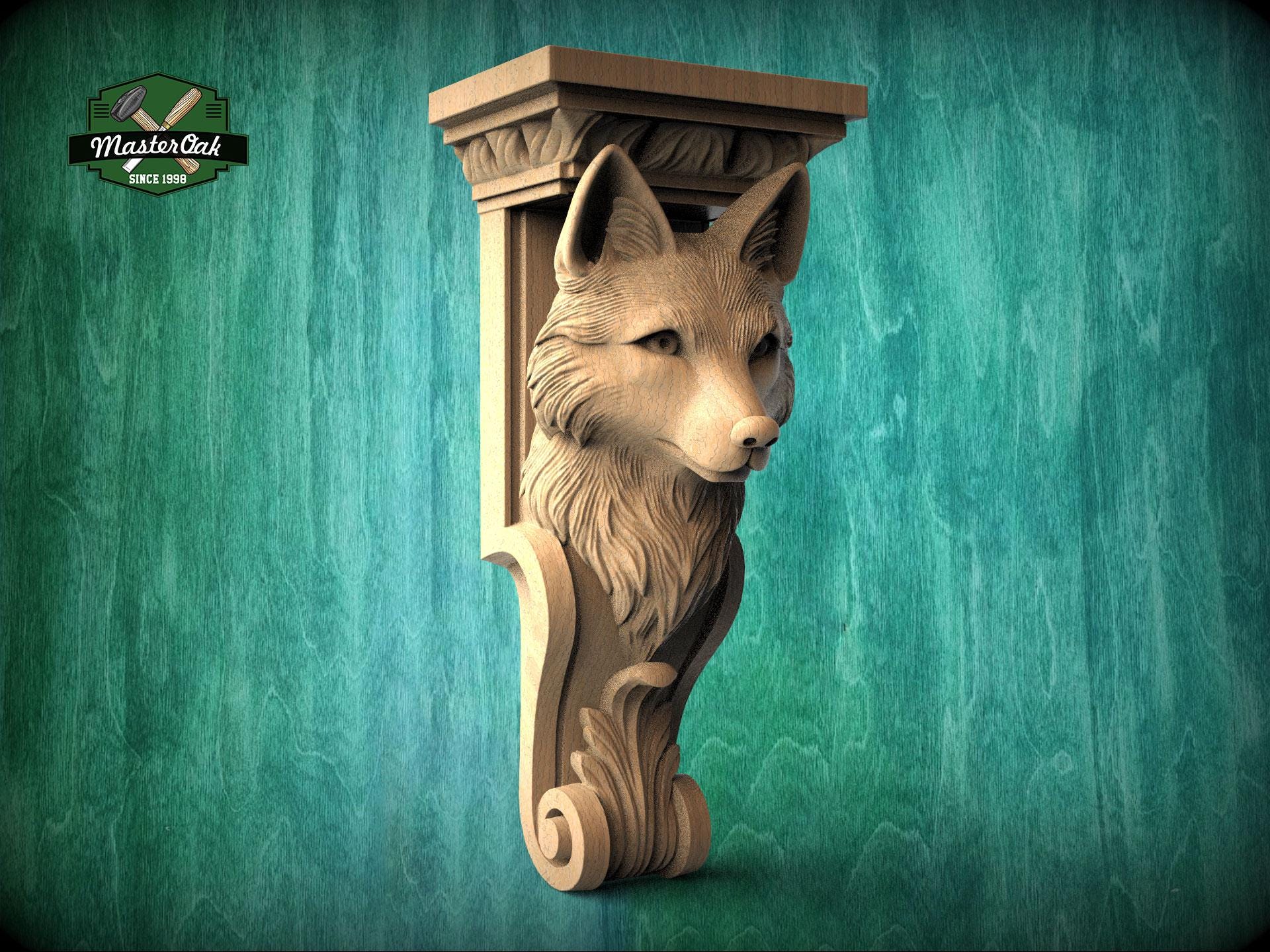Carved Wood Fox Corbel – Decorative Support With Animal Motif - Etsy
