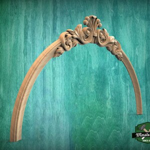 Elegant Slim-base Arch Wooden Appliqué – Carved Swirl Embellishments ...