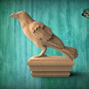 Raven Wooden Finial for Staircase Newel Post #1, Crow Finial Bed Post ...