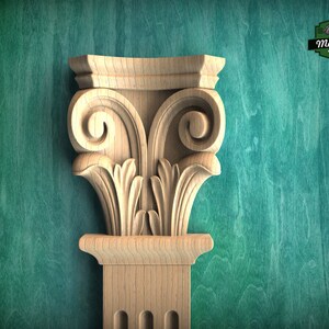 Elegant Wooden Single Corinthian Pilaster , Wood Pilaster, 1pc ...