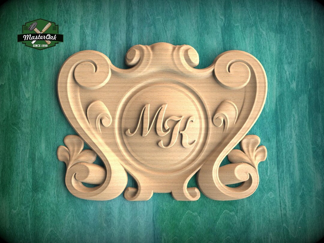 Personalized Carved Onlay, Central Wooden Cartouche for Luxury Decor, 1 ...