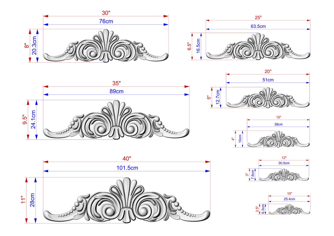 Ornate Wooden Scrollwork Applique for Home Decoration, Unpainted, Wood ...