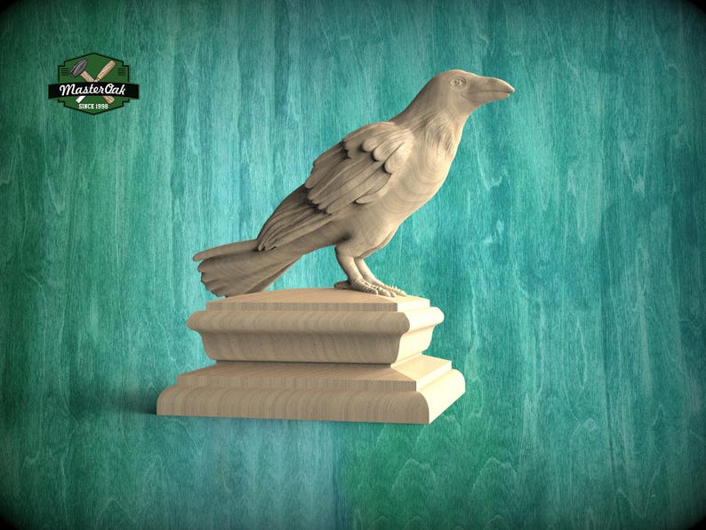 Raven Wooden Finial for Staircase Newel Post #2, Crow Finial Bed Post ...