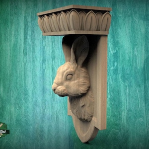 Wooden Rabbit Corbel, Bunny Head Corbel , Rustic Bunny Shelf Support ...