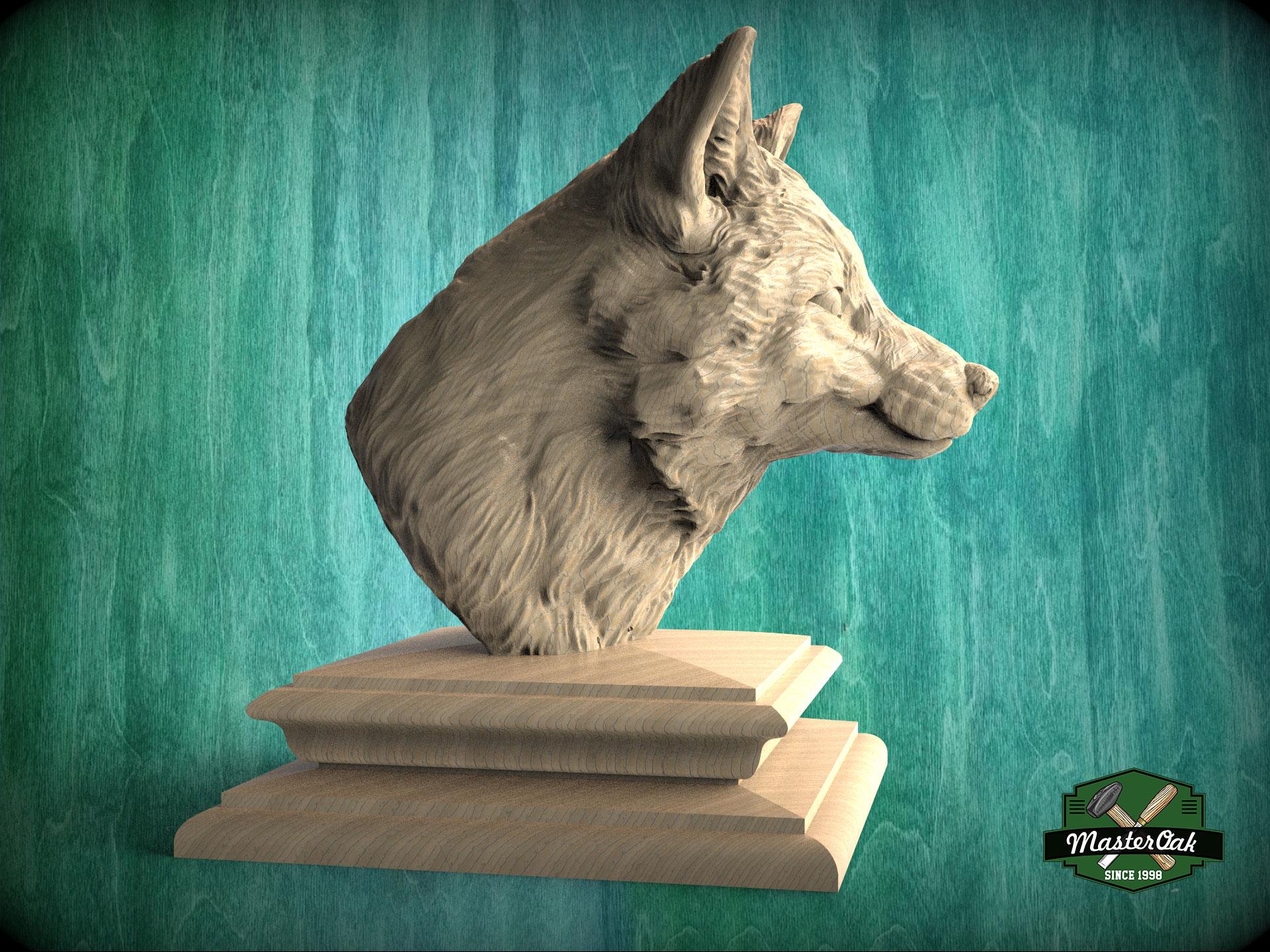 Fox Bust Made of Wood, Fox Wooden Finial for Staircase Newel Post, Fox ...