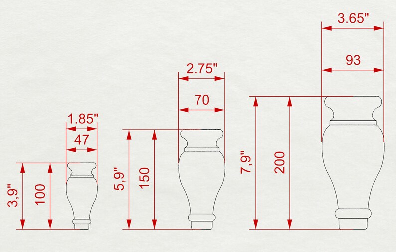 Round Wooden Legs Set 2pc for the Table Classic Style Legs - Etsy