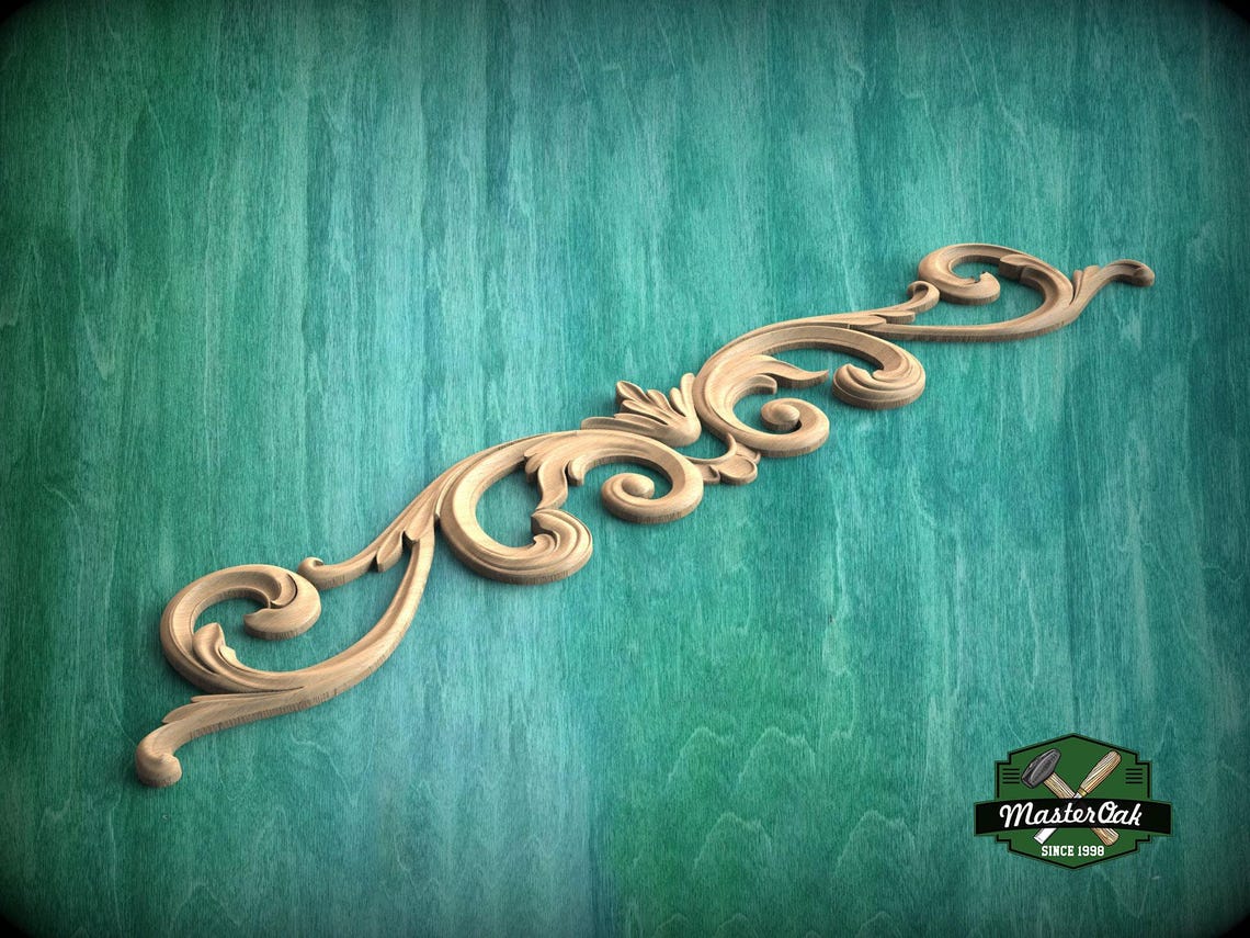 Classic Scrollwork Onlay - Refined Wood Applique Trim, Decorative Swag ...