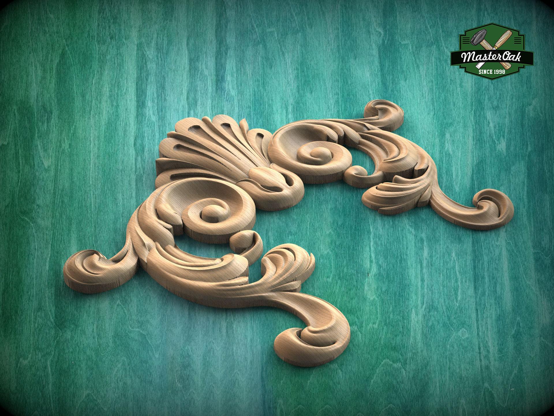 Classic Shell & Scroll Wood Onlay: Timeless Elegance, 1 Pc, Unpainted ...