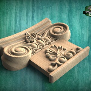 Elegant Ionic Wooden Column Capital, Carved Wooden Capital, 1 Piece ...