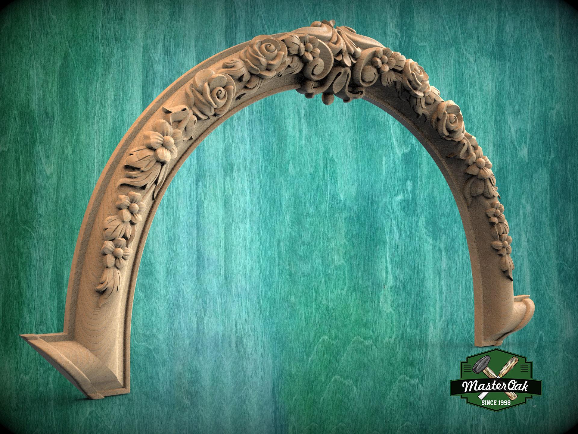 Decorative Wooden Arch Onlay – Flower Motif for Arched Entryways, 1pc ...
