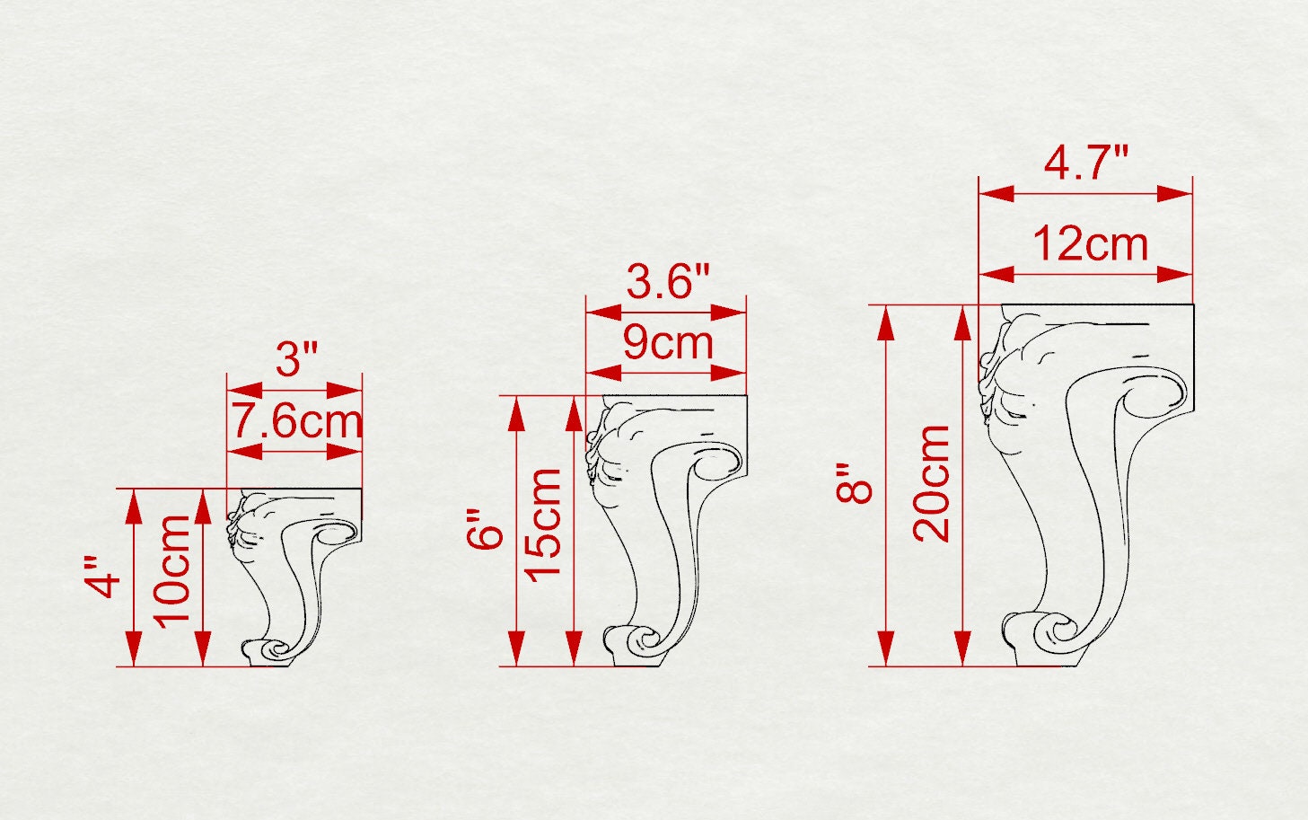 Carved Cabriole Legs Set 4pc for the Cupboard - Etsy