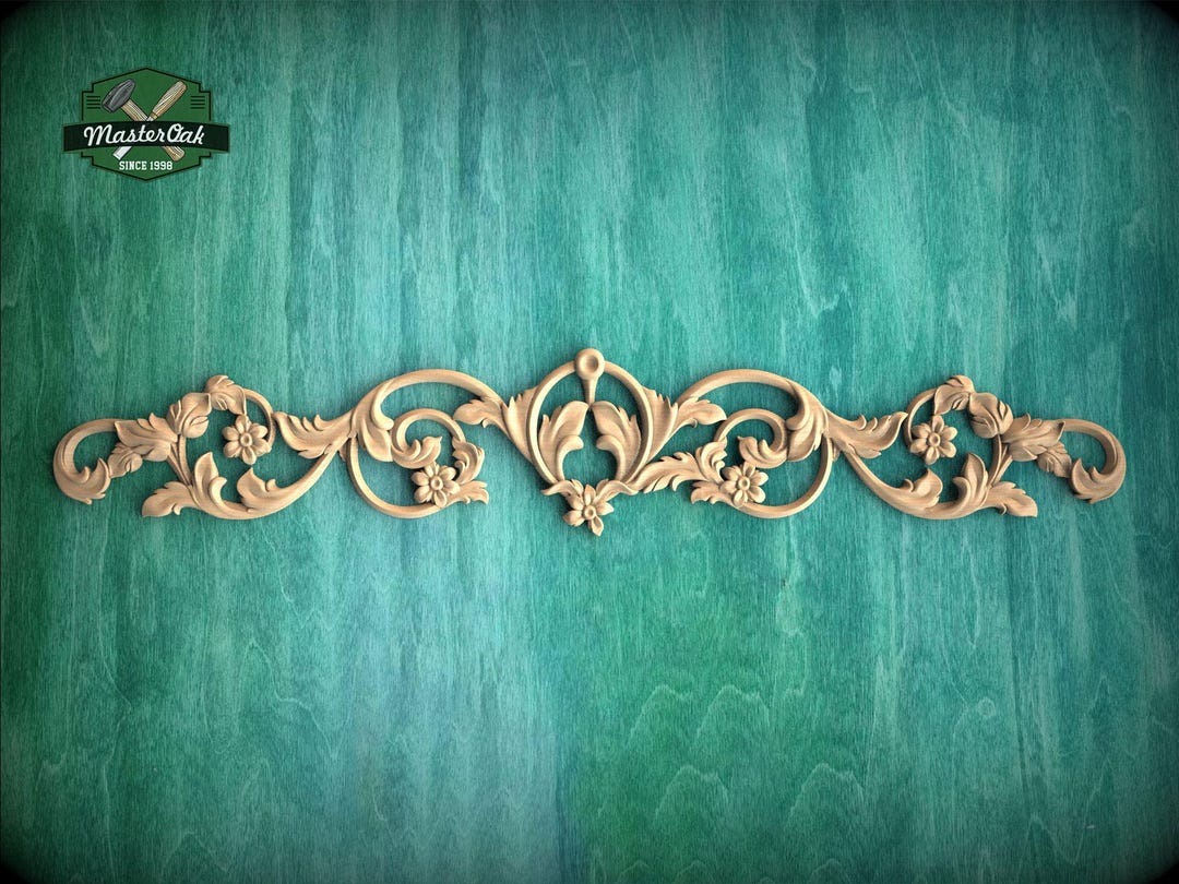 Floral Scroll Wood Applique With Symmetrical Vine Design - Etsy