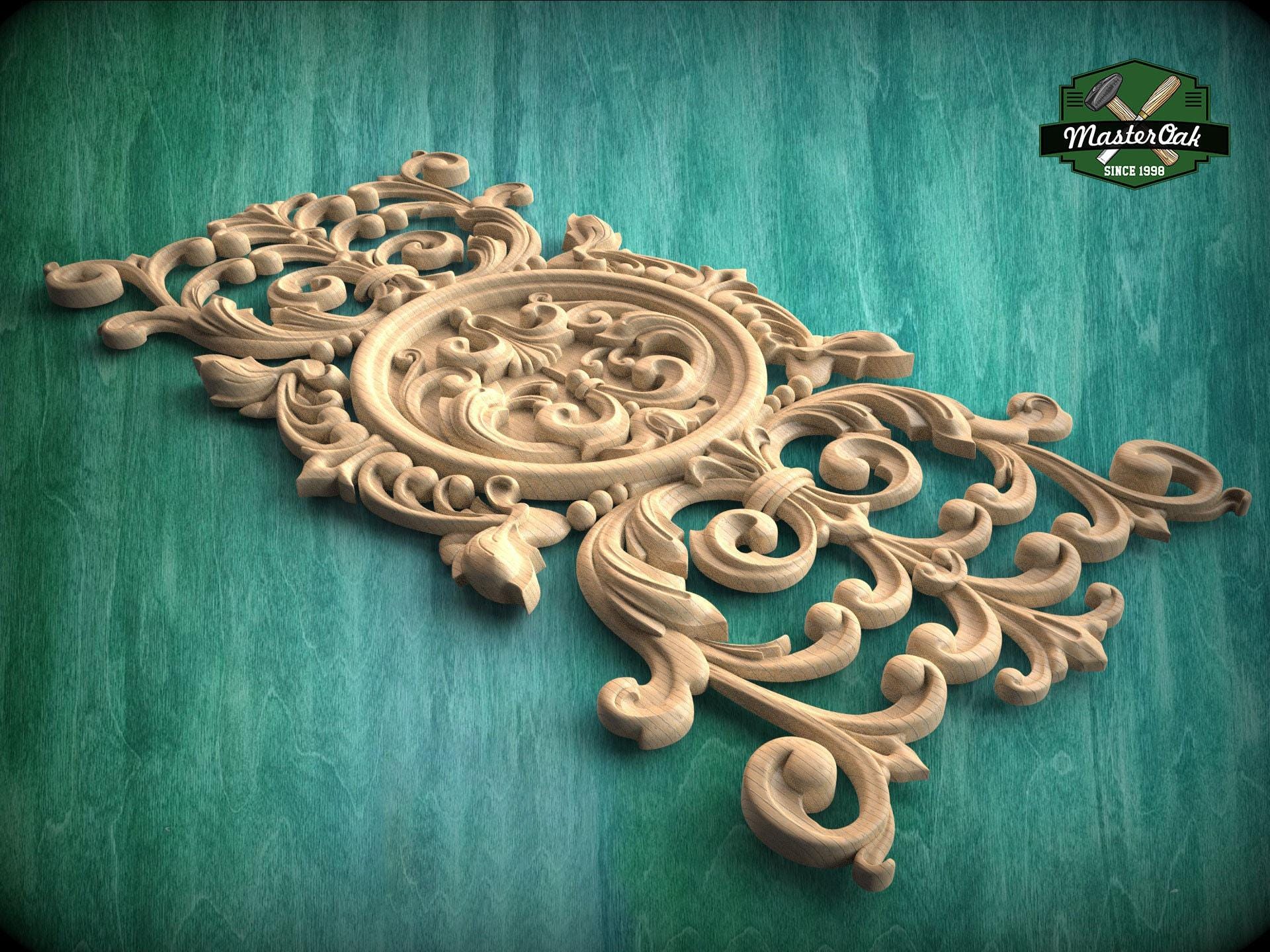 Vertical Filigree Carved Wood Onlay – Intricate Furniture Applique, 1pc ...