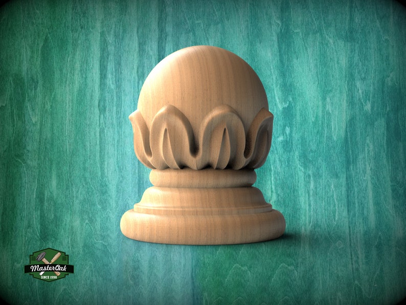 Wooden Carved Post Finials With Round Base Staircase Newel - Etsy