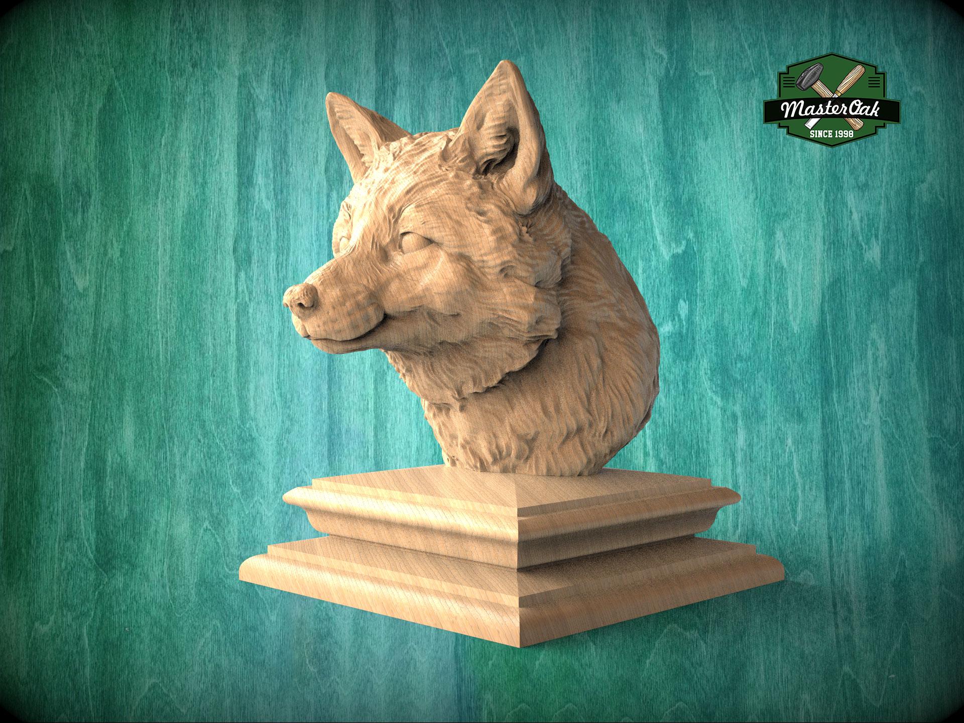 Fox Bust Made of Wood, Fox Wooden Finial for Staircase Newel Post, Fox ...