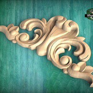 Ornamental Flourish Wood Carved Onlay – Classic Charm, 1 Pc, Unpainted ...