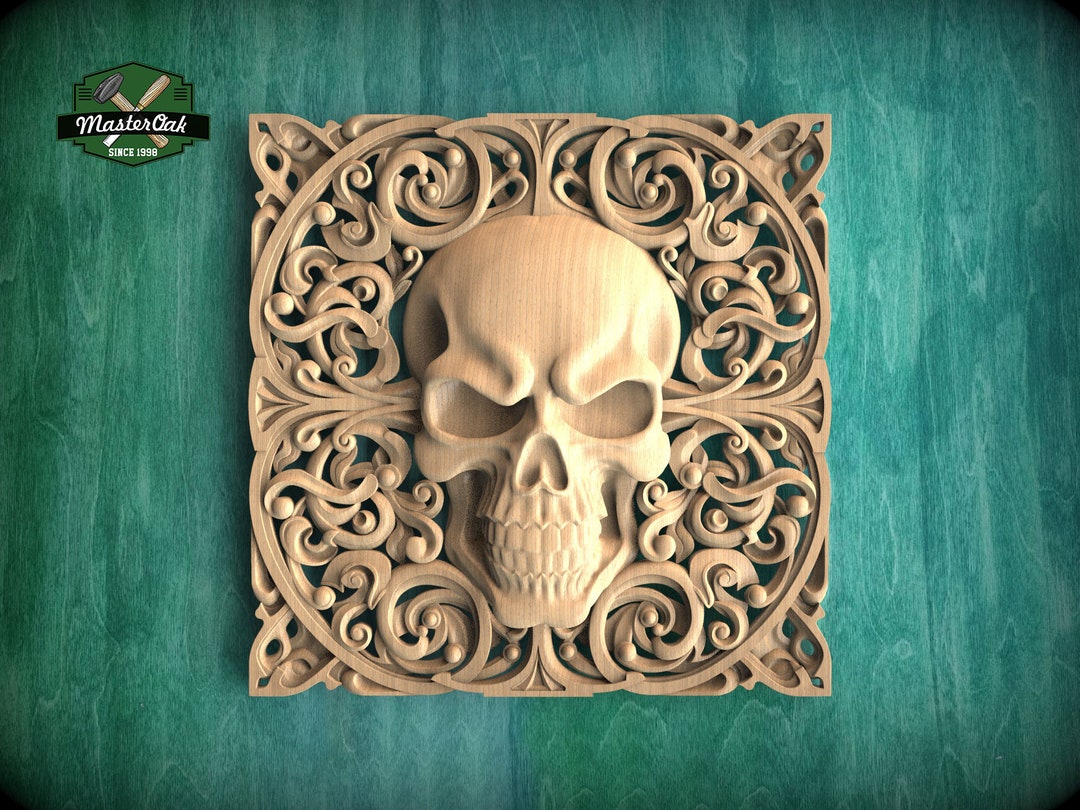 Gothic Skull Wood Onlay, Baroque Skull Carving, 1 Pc, Unpainted, Home ...