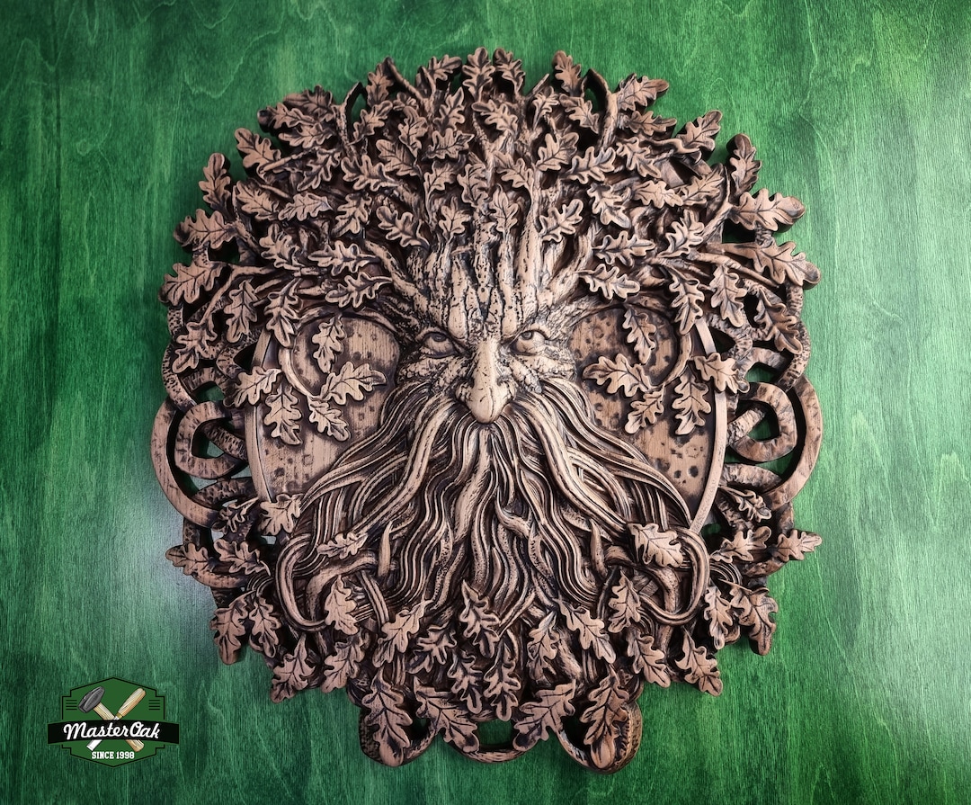 Face of Nature Wooden Carving of an Oak Tree, Tree of Wisdom ...