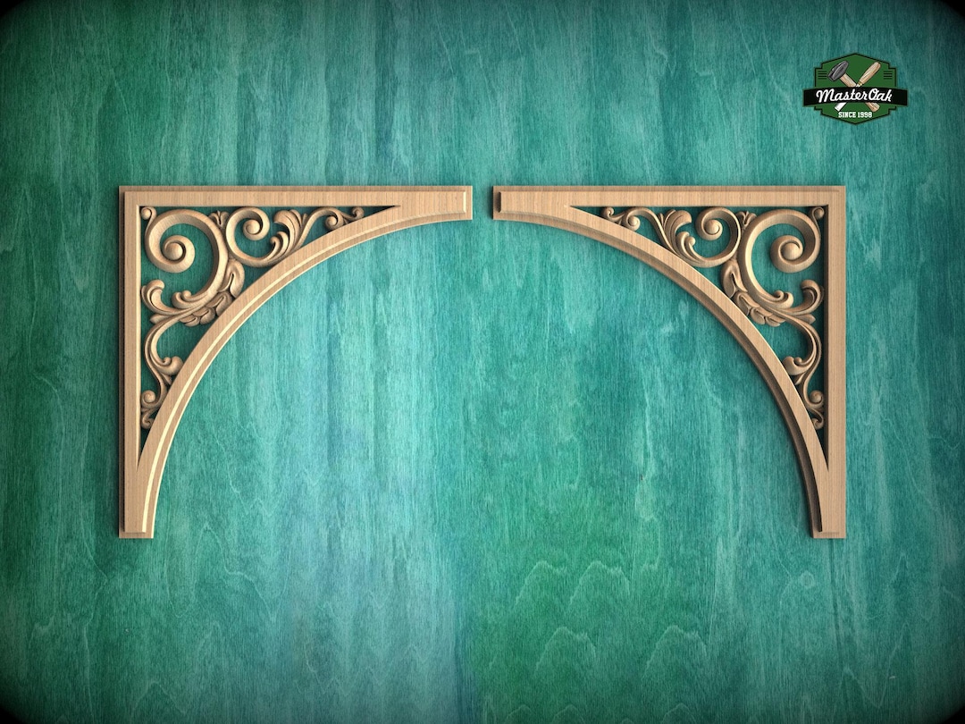Arched Wood Carving (pair) Made of Wood, Set of 2pc, Decorative Wood ...