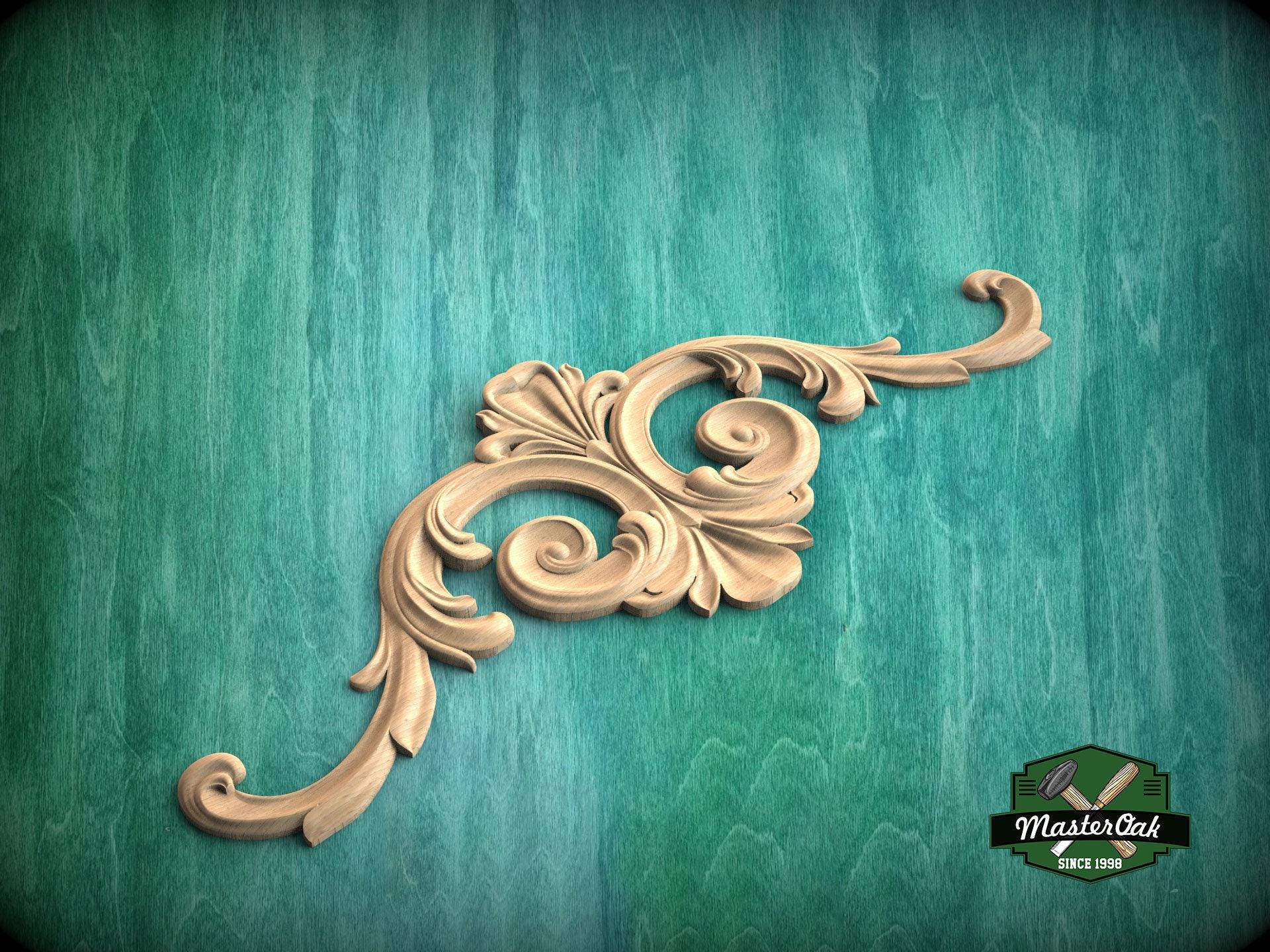 Elegant Curved Volute Wood Applique – Refined Decor Accent, Furniture ...