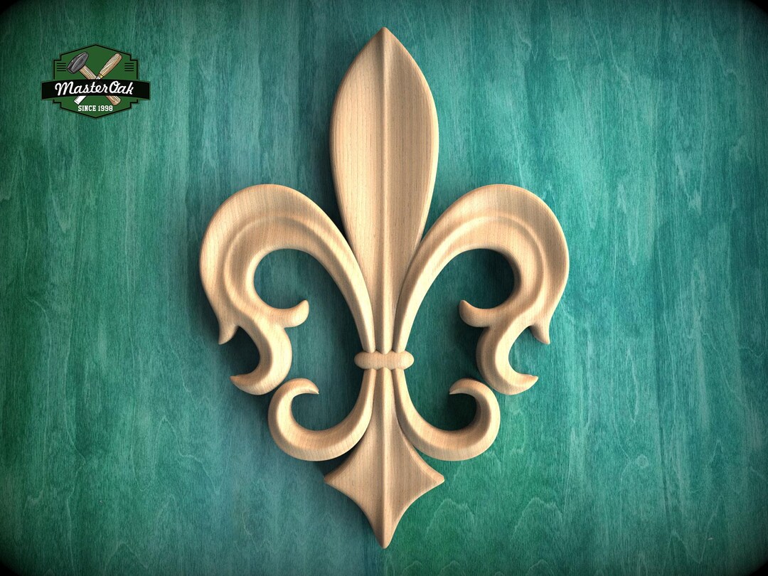 French Style Fleur-de-lis Wood Carving for Interior Decor, 1 Pc ...