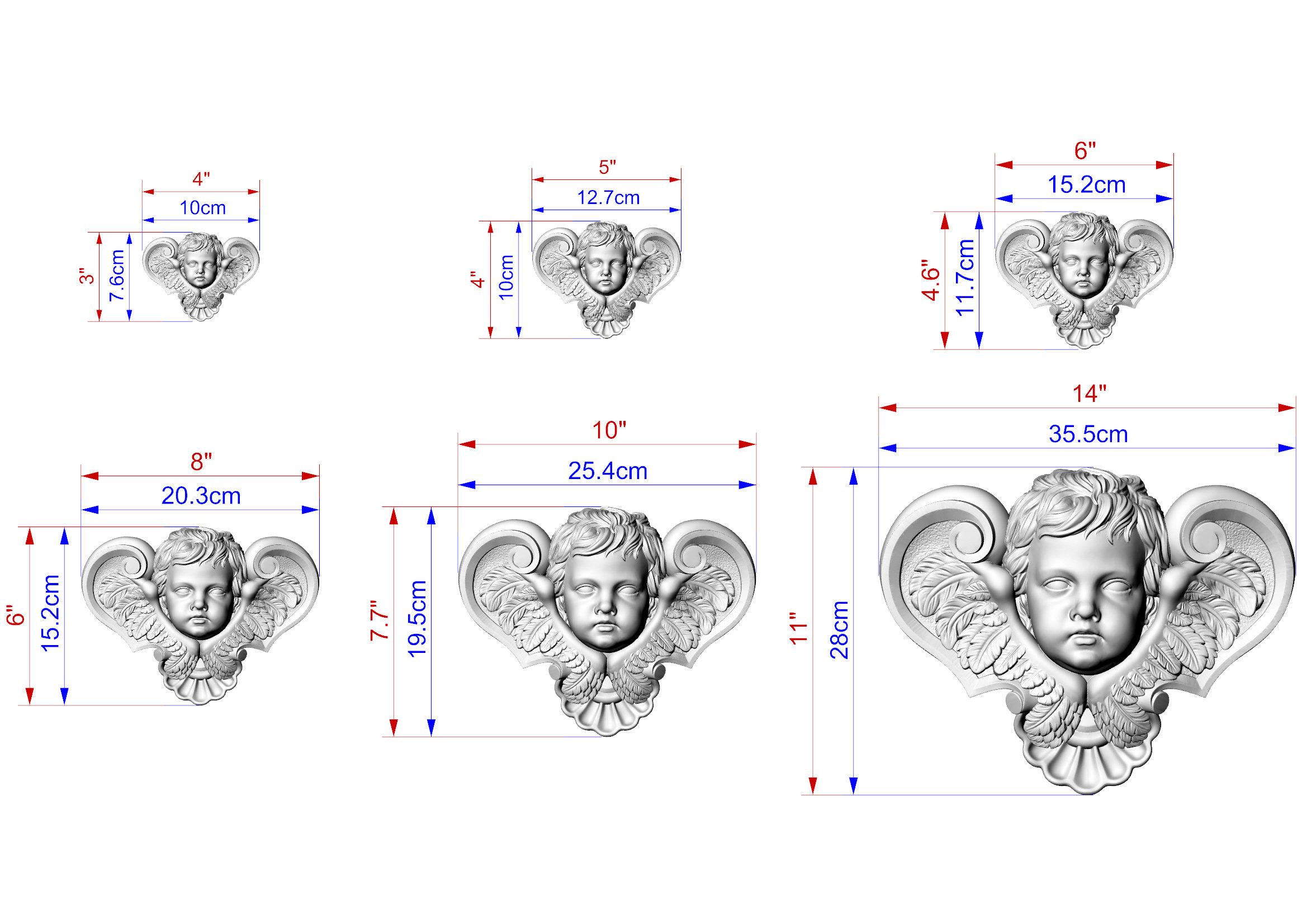 Angel Head Carved Wood Applique, Angel With Wings, Carved Angel ...
