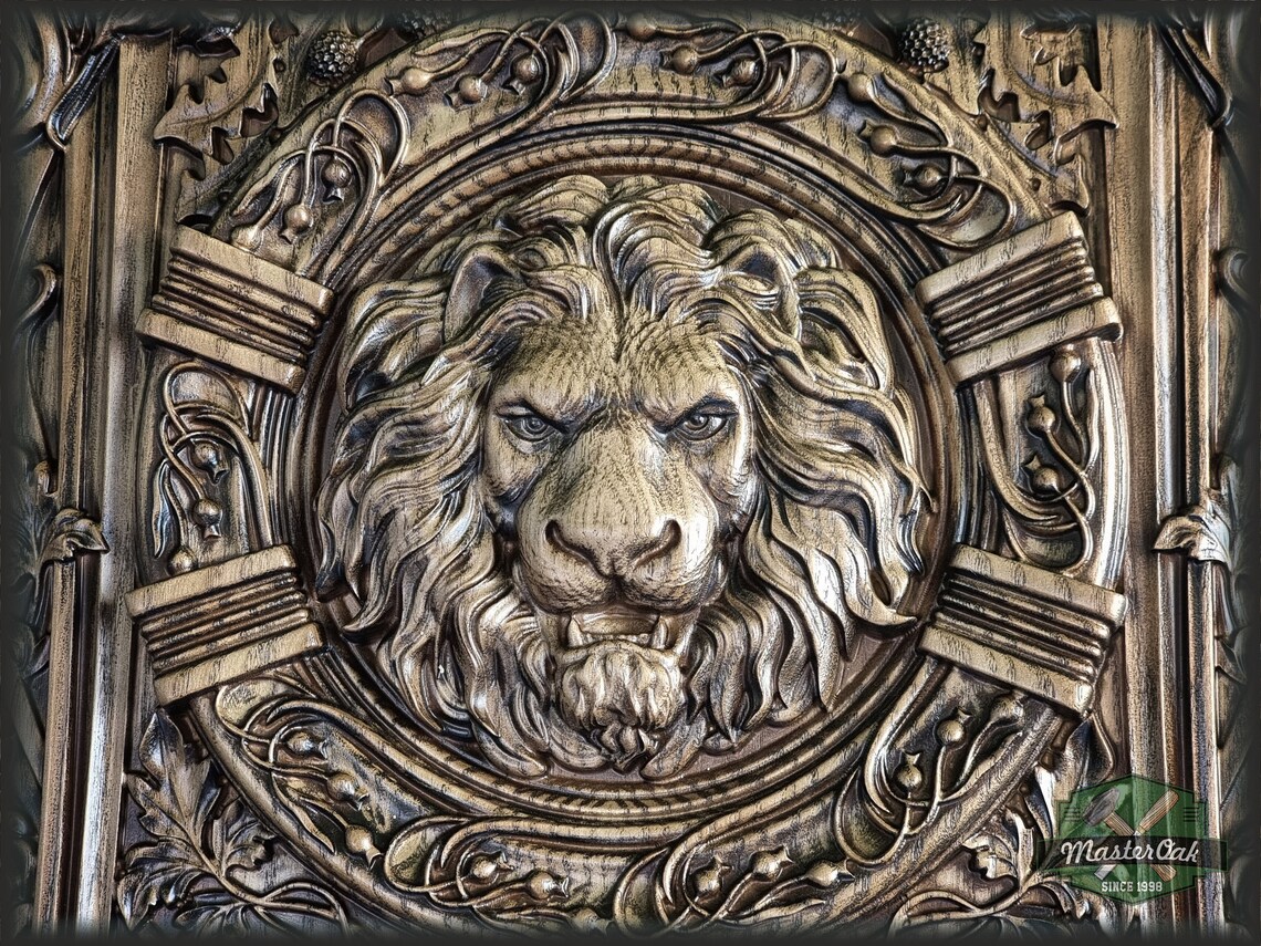 Wooden Lion Head Panel Carved Wood Carvings Wood Wall Hanging Plaque - Etsy