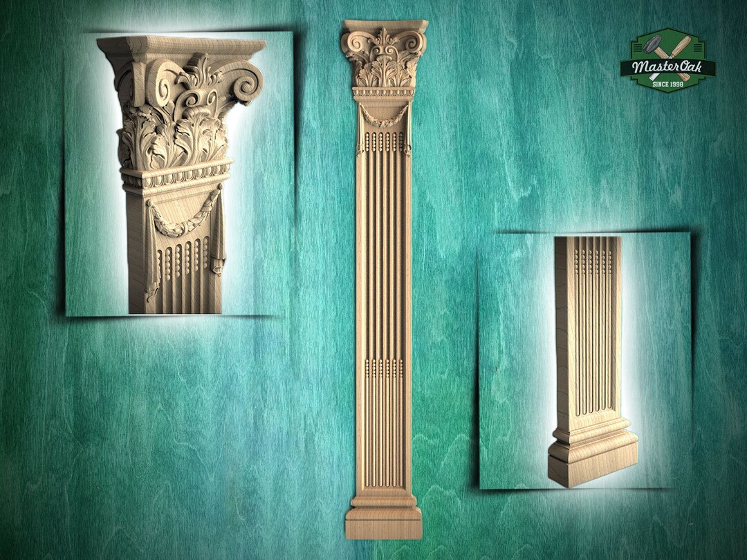 Wooden Carved Regal Ionic Pilaster , Wood Ionic Pilaster, 1pc ...