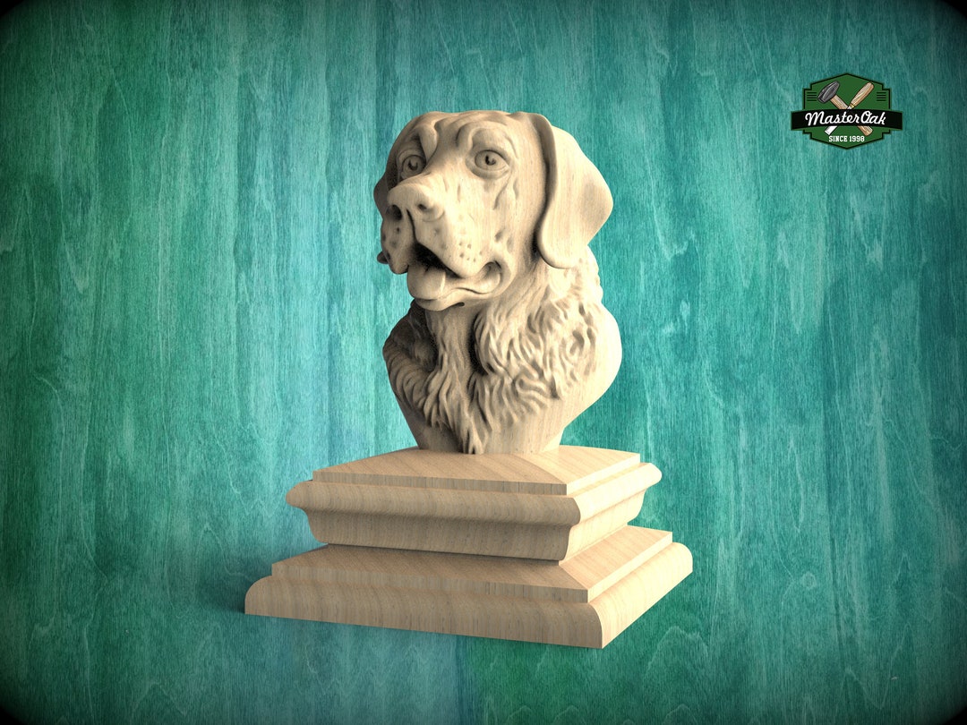 Labrador Statue #1 Made of Wood, Labrador Wooden Finial for Staircase ...