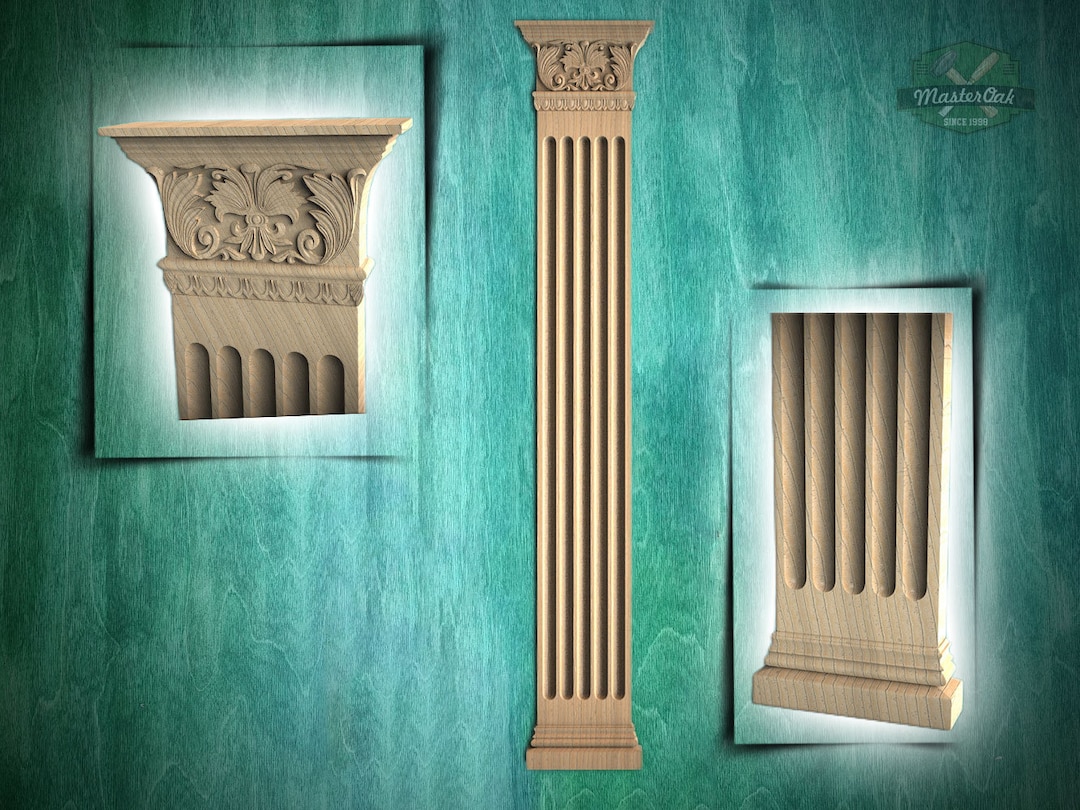 Corinthian Elegance Wooden Pilaster, Flat Back Columns, Classical Wood ...