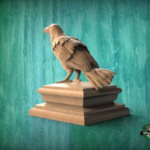 Raven Wooden Finial for Staircase Newel Post #2, Crow Finial Bed Post ...