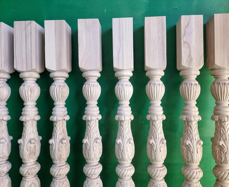 Carved Balustrade of Wood, 1 Piece, Carved Banister of Wood, Stair ...