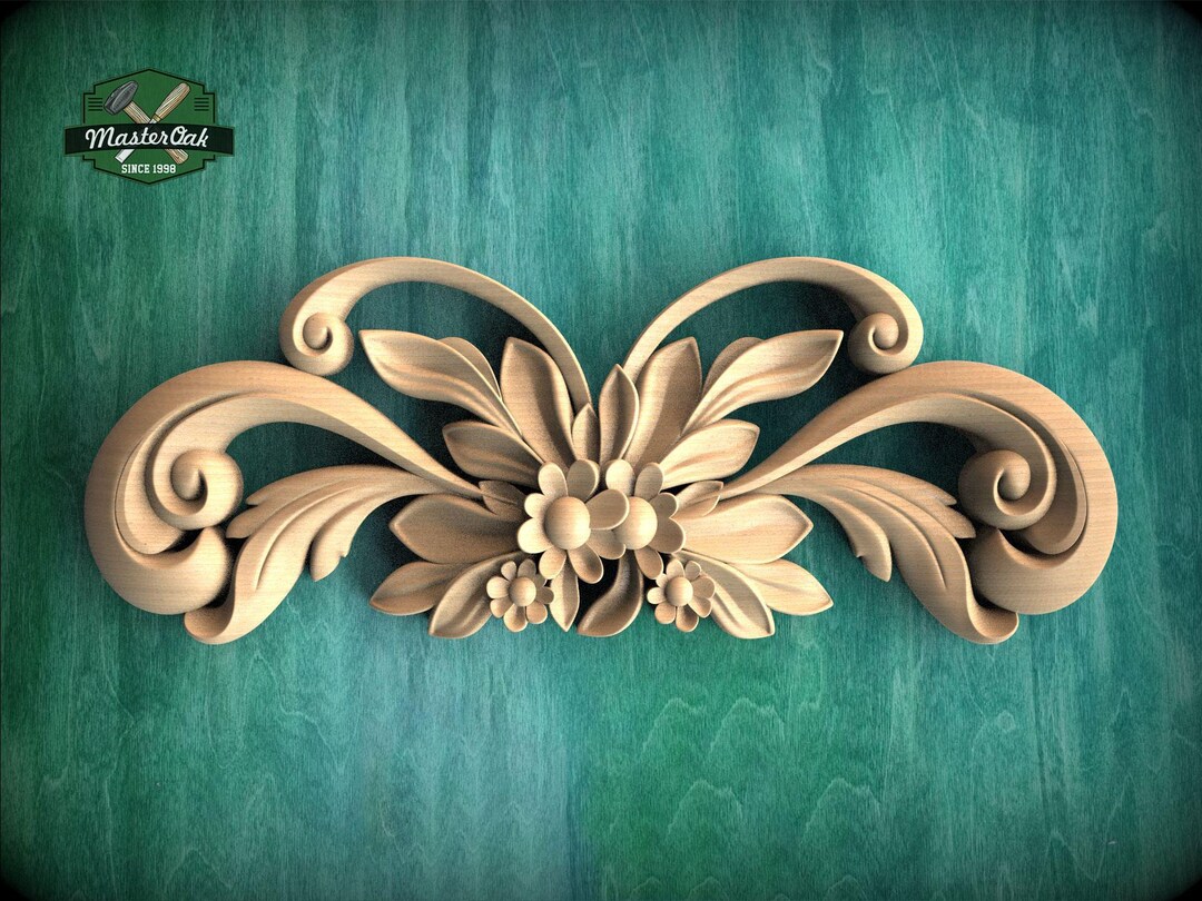 Floral Wood Applique With Scrolls – Decorative Center Panel - Etsy