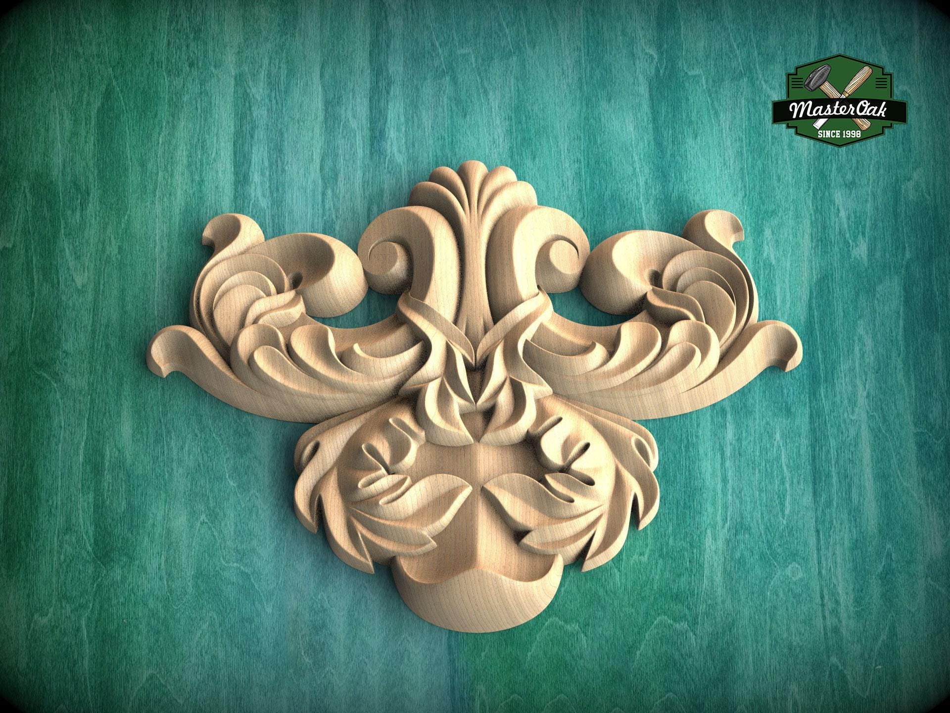 Baroque Style Floral Onlay, Scrollwork Wood Applique, Unpainted, 1pc ...
