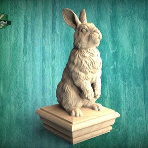 Rabbit Wooden Finial for Staircase Newel Post, Rabbit Finial Bed Post ...