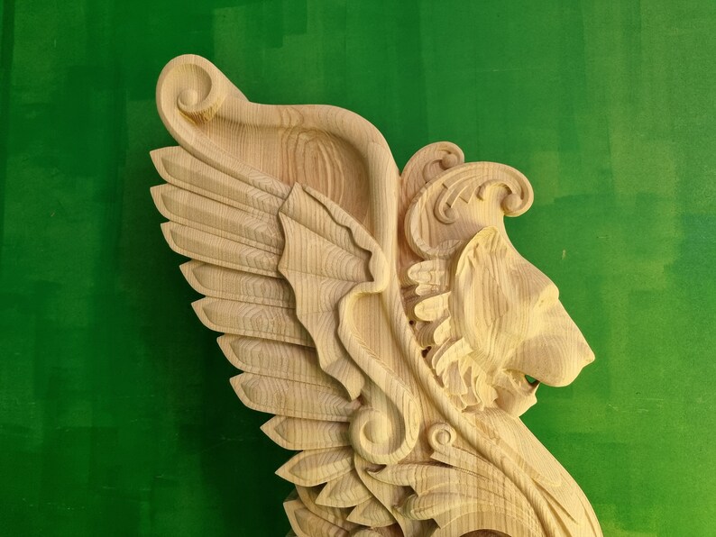 Griffin Carved Wood Lion - Etsy