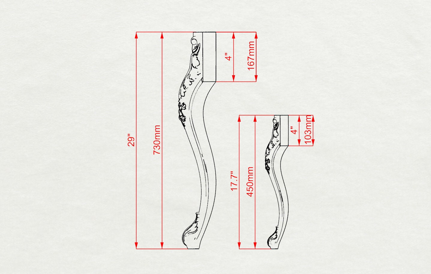 Carved Cabriole Legs Set 2pc for the Table Classic Style - Etsy