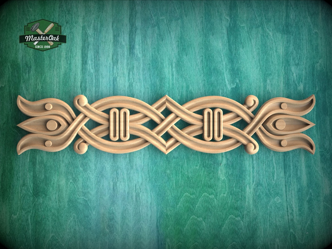 Celtic Knotwork-inspired Carved Wooden Onlay – Artisanal Symmetry for ...