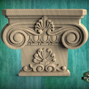 Elegant Ionic Wooden Column Capital, Carved Wooden Capital, 1 Piece ...