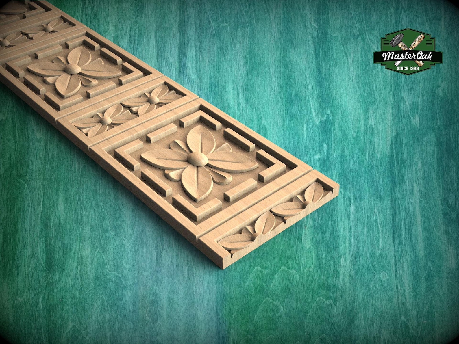 Carved Flower Moulding – Decorative Wooden Rosette Strip, Option 2, 40 ...
