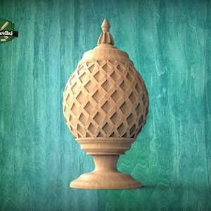 Grid Shaped Finial for Staircases, Carved Post Finials With Square Base ...