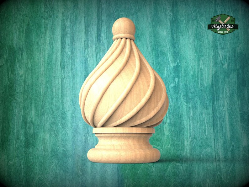 Ornamental Wooden Twisted Finial for Furniture, Twisted Cap, Staircase ...