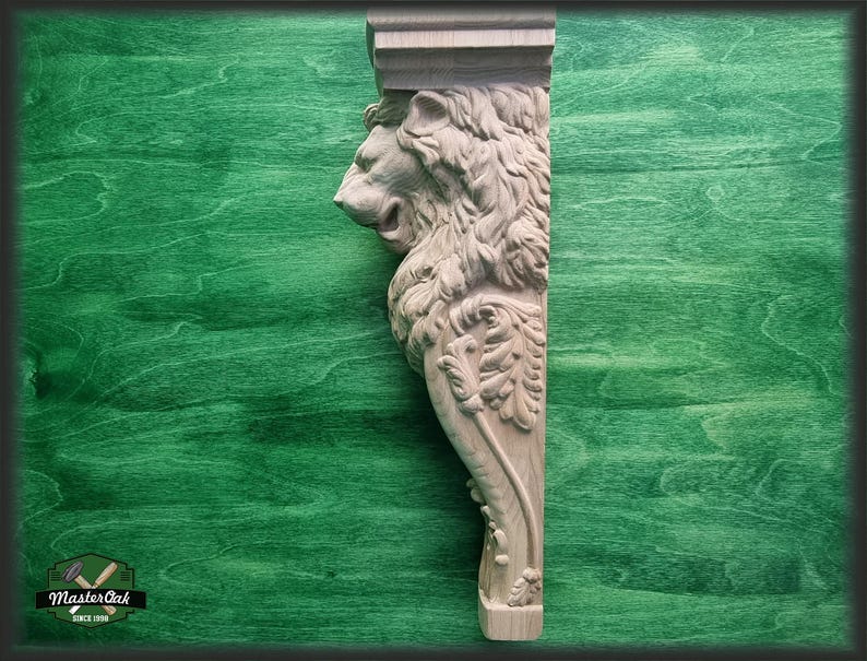 Carved Corbel Lion , Unpainted, Decorative Carved Wooden Corbel, 1pc ...
