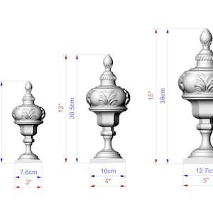 Victory Finial Made of Wood, Carved Post Finials With Square Base, Staircase Newel Post Cap, Bed ...