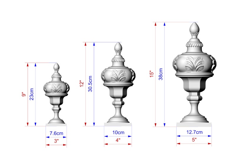 Victory Finial Made of Wood, Carved Post Finials With Square Base ...