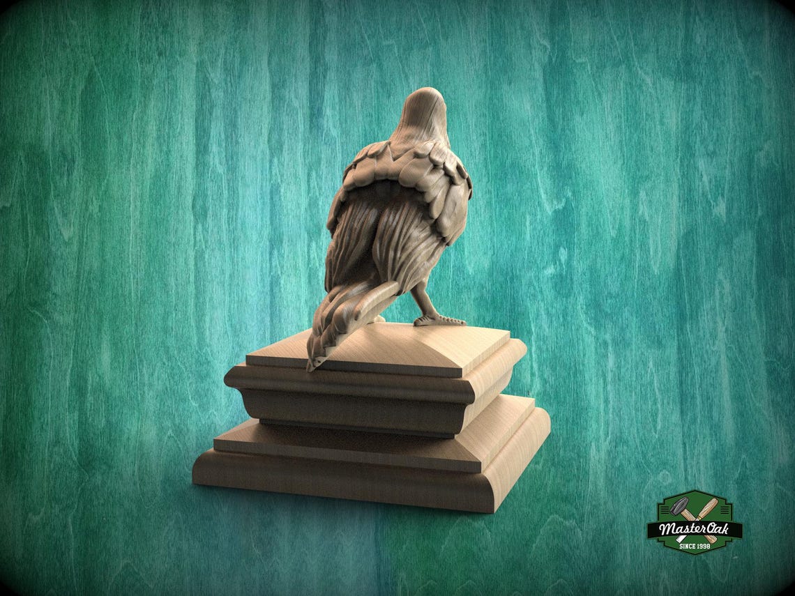 Raven Wooden Finial for Staircase Newel Post #2, Crow Finial Bed Post ...