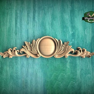 Neoclassical Wooden Carving With Center Plaque for Refined Wall Decor ...