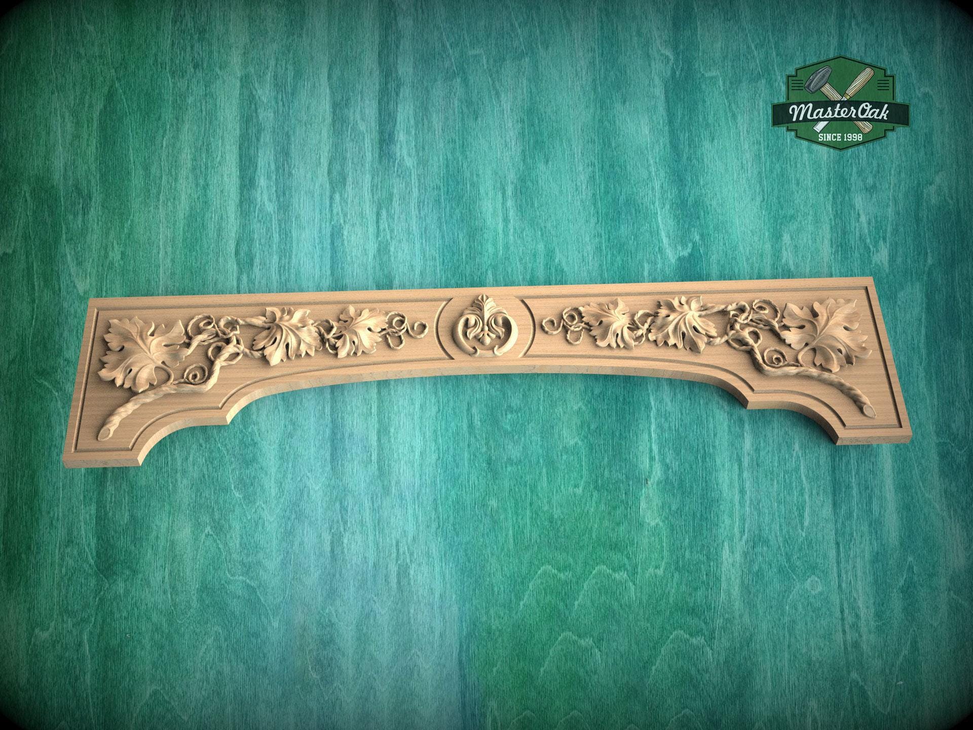 Elegant Handcrafted Wooden Range Hood Pediment, Vineyard-inspired ...
