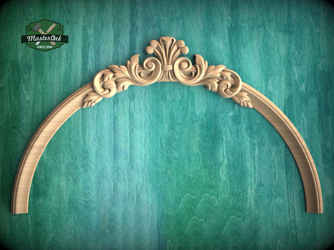 Elegant Slim-base Arch Wooden Appliqué – Carved Swirl Embellishments ...