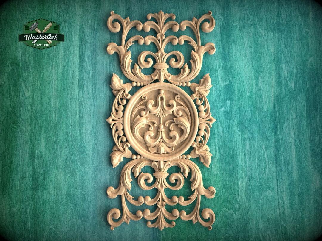 Vertical Filigree Carved Wood Onlay – Intricate Furniture Applique, 1pc ...